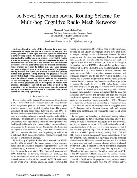 pdf a novel spectrum aware routing scheme for multi hop cognitive