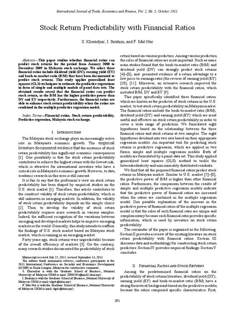 Stock Return Predictability With Financial Ratios Pdf Ordinary