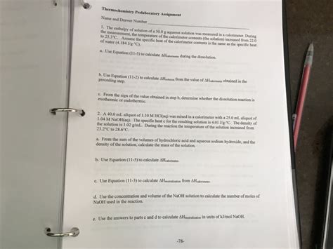 Solved Thermochemistry Prelaboratory Assignment Name And Chegg