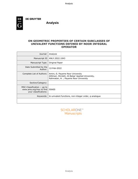 Pdf On Geometric Properties Of Certain Subclasses Of Univalent