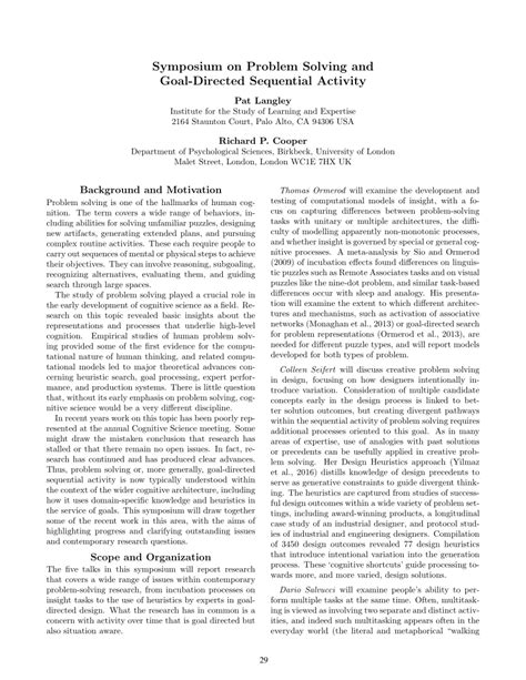 Pdf Symposium On Problem Solving And Goal Directed Sequential Activity