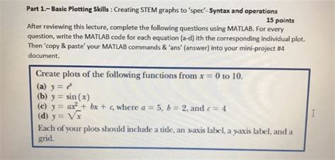 Solved Part 1 Basic Plotting Skills Creating Stem Graphs