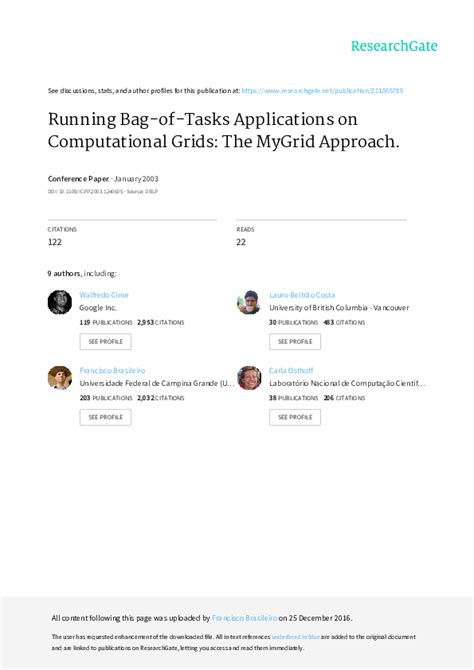 Pdf Running Bag Of Tasks Applications On Computational Grids The