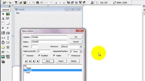 how to create the menu items in visual basic 6 0 youtube