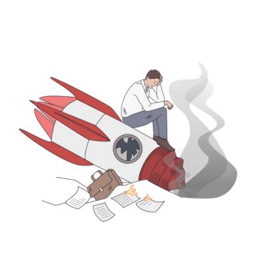 Failed And Crashed Business Rocket Startup Start People Startup Vector Start People Startup