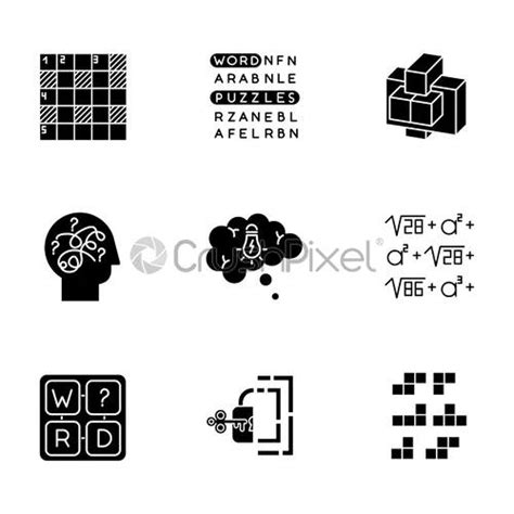 Puzzles And Riddles Neon Light Icons Set Construction Word Puzzle