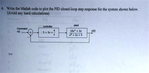 Solved 4 Write The Matlab Code To Plot The Pid Closed Loop Step
