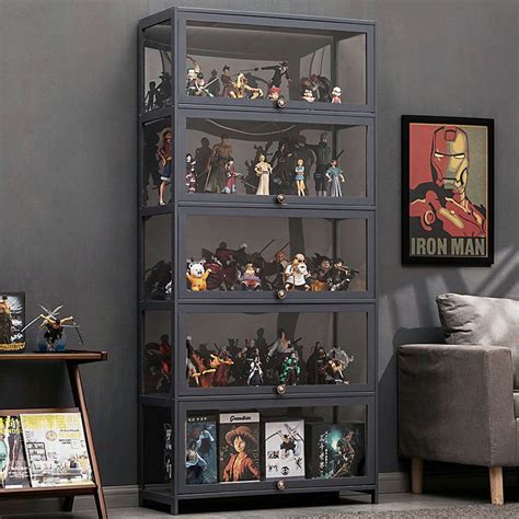 Black Hand Made Display Cabinet Model Toy Transparent Glass Acrylic Showcase Lego Home Storage