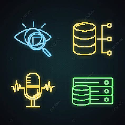 Machine Learning Neon Light Icons Set Shiny Server Vector Vector Shiny Server Vector Png And