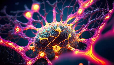 Microscopic Of Neural Network Brain Cells Generative Ai Stock Illustration Illustration Of
