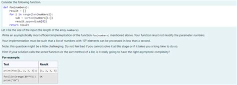 Solved Consider The Following Function Def Foo Numbers