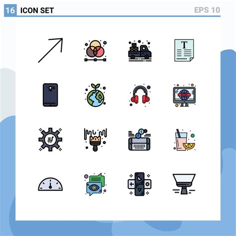 Mobile Interface Flat Color Filled Line Set Of 16 Pictograms Of Smart Phone Fount Carrier Poster