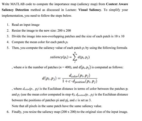 Write MATLAB Code To Compute The Importance Map Chegg Com