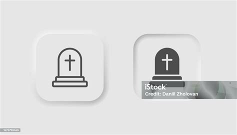 뉴모피즘 스타일의 비석 아이콘 비즈니스 아이콘 흰색 Ui Ux Rip 기호입니다 죽음 할로윈 십자가 묘비 묘비 묘지 뉴모픽 스타일 벡터 그림입니다 0명에 대한 스톡 벡터