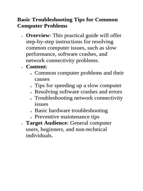 Basic Troubleshooting Tips For Common Computer Problems Pdf