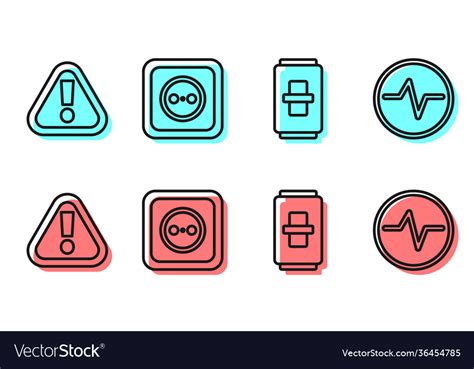 Set Line Electric Light Switch Exclamation Mark Vector Image