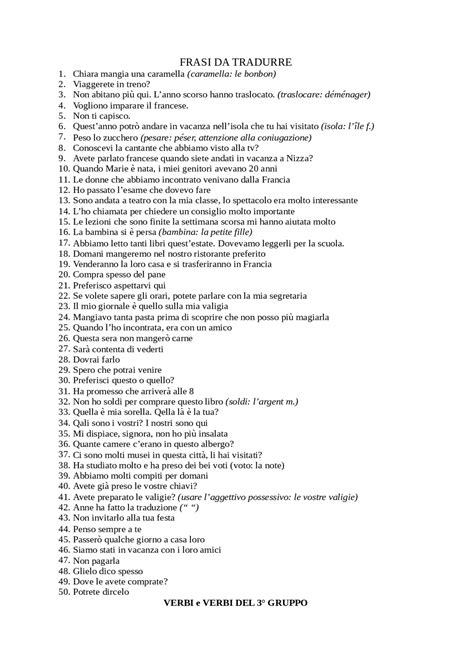 Frasi Da Tradurre Francese Principianti Docsity