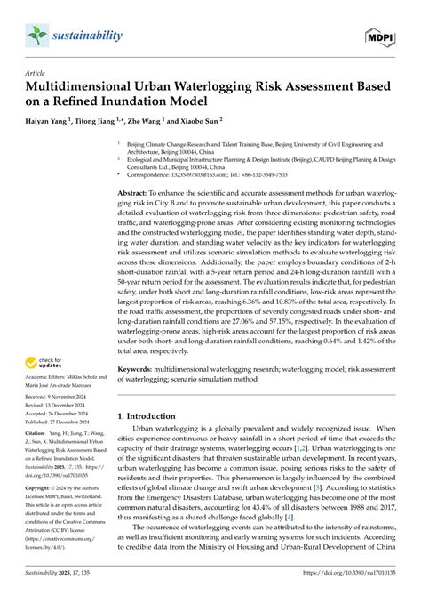 Pdf Multidimensional Urban Waterlogging Risk Assessment Based On A Refined Inundation Model