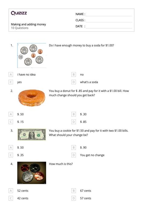 50 Adding Money Worksheets For 3rd Year On Quizizz Free And Printable