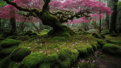 Baum Auf Moos Wald Japan Wallpaper Wallpapers Hd, Kirschbaum Und Moos ...