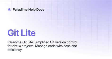 Git Lite Paradime Help Docs