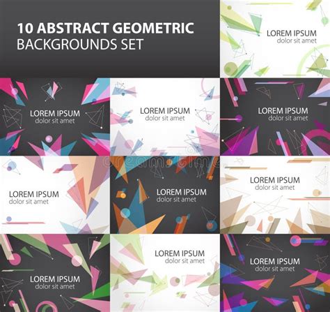 10 Abstract Geometric Backgrounds Set Stock Illustration Illustration