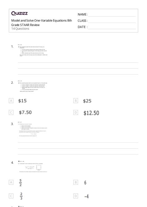 50 One Variable Equations Worksheets For 8th Grade On Quizizz Free And Printable