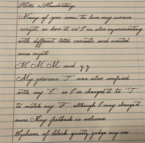 Cursive Sample Rhandwriting