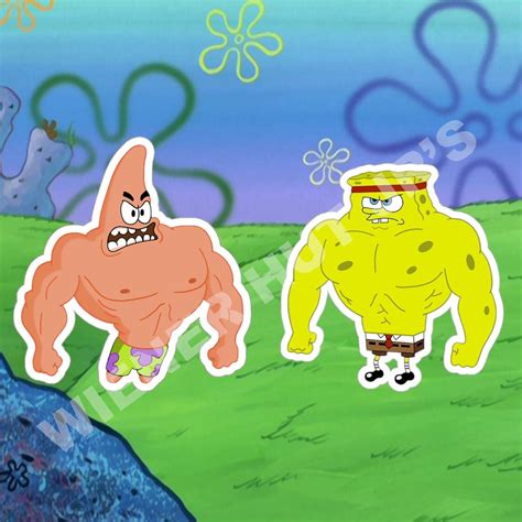 3 Buff Spongebob And Patrick Sticker Pack Fry Cook Games Spongebob Episode Laptop Sticker Water