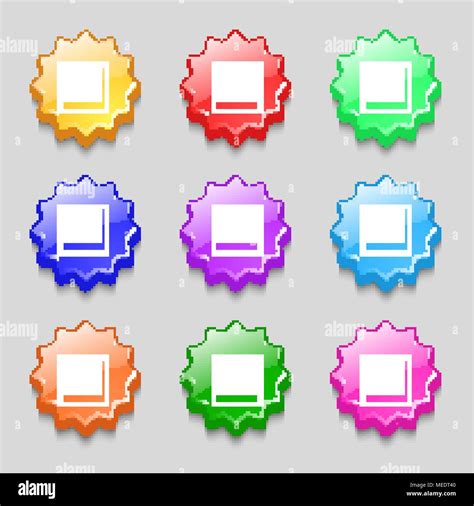 Photo Frame Template Icon Sign Symbol On Nine Wavy Colourful Buttons