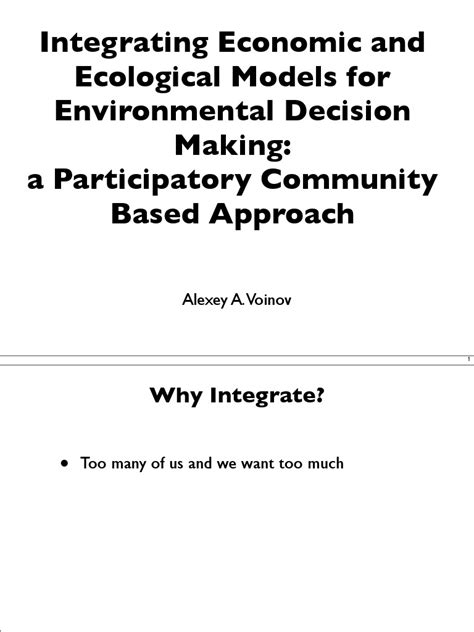 Pdf Integrating Economic And Ecological Models For Environmental Decision Making Dokumentips