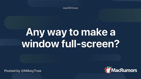 Any Way To Make A Window Full Screen Macrumors Forums
