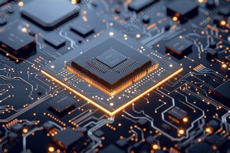 Modern Cpu Performing Complex Calculations With Orange Light