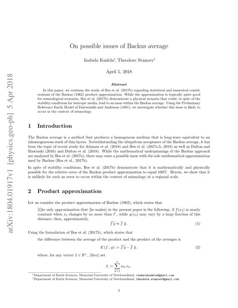 Pdf On Possible Issues Of Backus Average