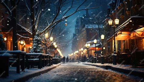 Winter City Night Wallpaper Hd