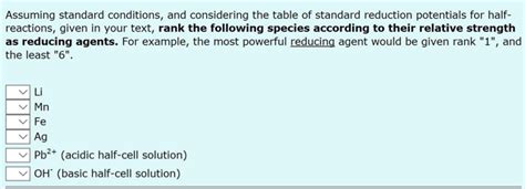 Solved Assuming Standard Conditions And Considering The