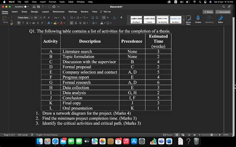 Solved Word File Edit View Insert Format Tools Table Window Chegg