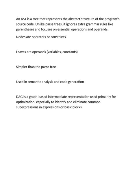 An Ast Is A Tree That Represents The Abstract Structure Of The Program Pdf