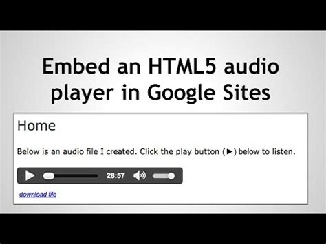 Embed An HTML Audio Player In Google Sites Retired YouTube