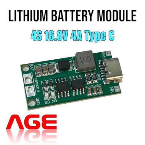 โมดูลชาร์จแบตเตอรี่ลิเธียม 18650 4 Cell 4s 168v 4a Type C Agebkk จำหน่ายและนำเข้า Arduino