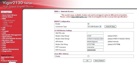 Vigor Series Bigpond G Setup DrayTek FAQ