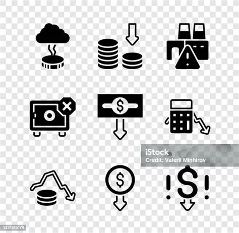 Ilustración De Set Storm Dollar Rate Decrease Shutdown Of Factory Safe
