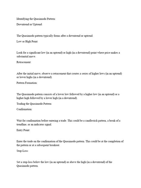 Trading The Quasimodo Pattern Guide Pdf Business