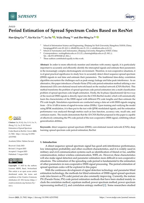 Pdf Period Estimation Of Spread Spectrum Codes Based On Resnet