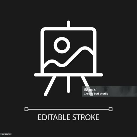 어두운 테마를위한 아트 클래스 픽셀 완벽한 흰색 선형 Ui 아이콘을위한 이젤 스탠드 개념에 대한 스톡 벡터 아트 및 기타 이미지