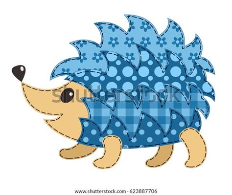 Cute Patchwork Hedgehog Vector Illustration Isolated Stock Vector Royalty Free 623887706