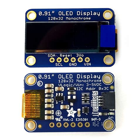 Monochrome 091 128x32 I2c Oled Display Stemma Qt Qwiic