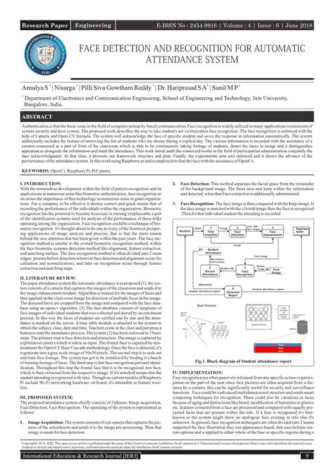 Pdf Face Detection And Recognition For Automatic Attendance System