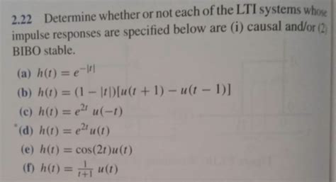 Solved Determine Whether Or Not Each Of The Lti System Whose