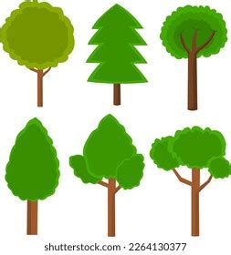Collection Trees Flat Style Nature Icons Stock Vector Royalty Free Shutterstock